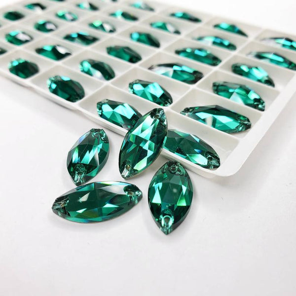 Emerald - NAVETTE high quality sewing crystal - VRISHAN