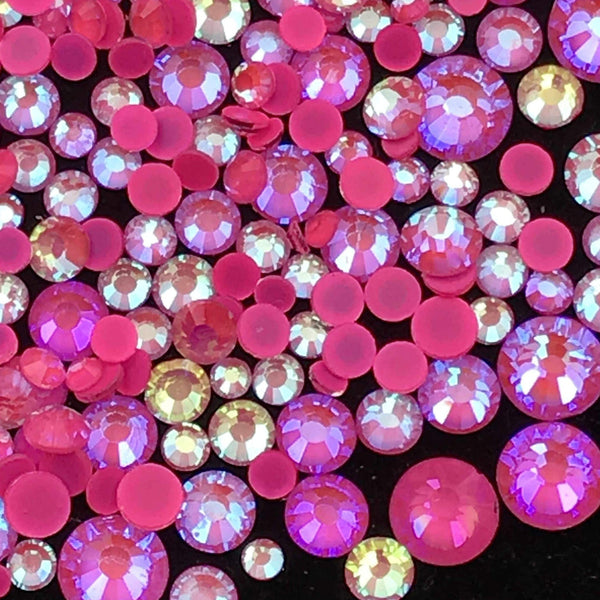 Neon Pink AB Rhinestones - HQ glass flatback #083 - VRISHAN